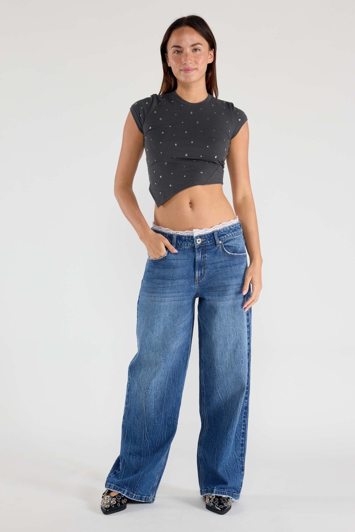Shop High Rise Baggy Wide Leg Jeans with Curved Side Seam – Shop ENJEAN
